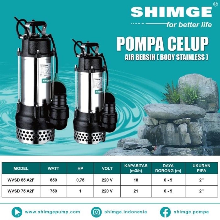 Jual Pompa Celup Kolam Ikan Auto Shimge Wvsd-55A2F Pompa Celup Air Bersih | Shopee Indonesia