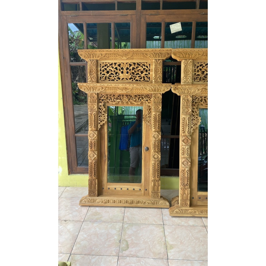 Jual pintu jendela gebyok jati ukir minimalis ukuran lebar 100 cm ...