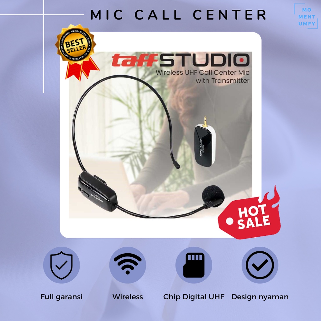 Jual TaffSTUDIO Wireless Audio Headset Lavalier Clip Klip On UHF Microphone Mikrofon Microphon ...