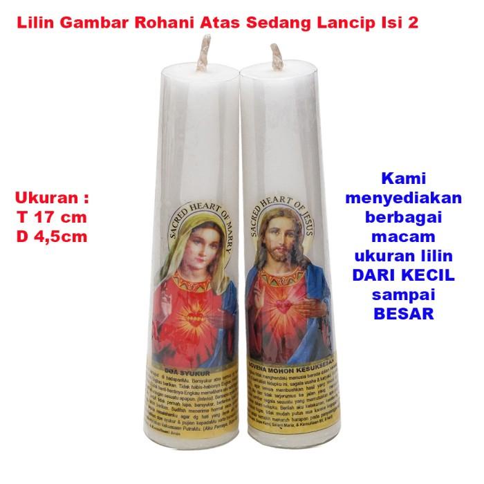Jual Lilin Misa Altar Gambar Rohani Atas Sedang Lancip Isi 2 Uk.17 X 4 ...