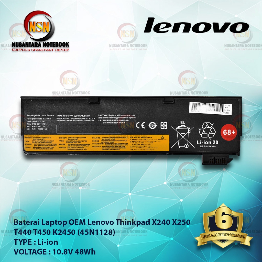 Jual Baterai OEM Lenovo ThinkPad X240 X240S X250 X260 X270 45N1128 ...
