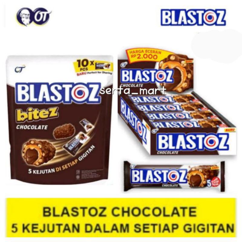 Jual Blastoz Bitez Chocolate Pouch 80gr - Wafer Blastoz Coklat Box 12's ...