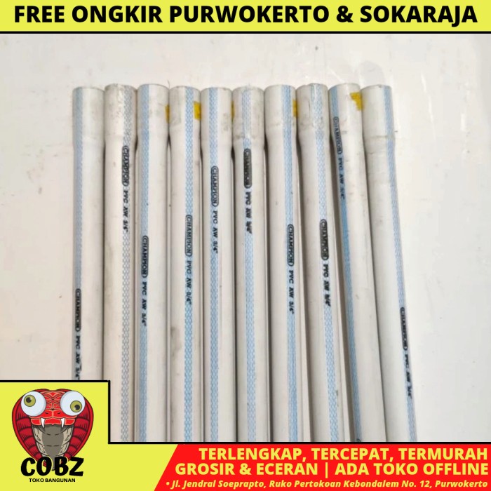 Jual 3/4 INCH / CHAMPION AW Lis Biru Pipa Pralon Paralon Pvc Per Batang ...