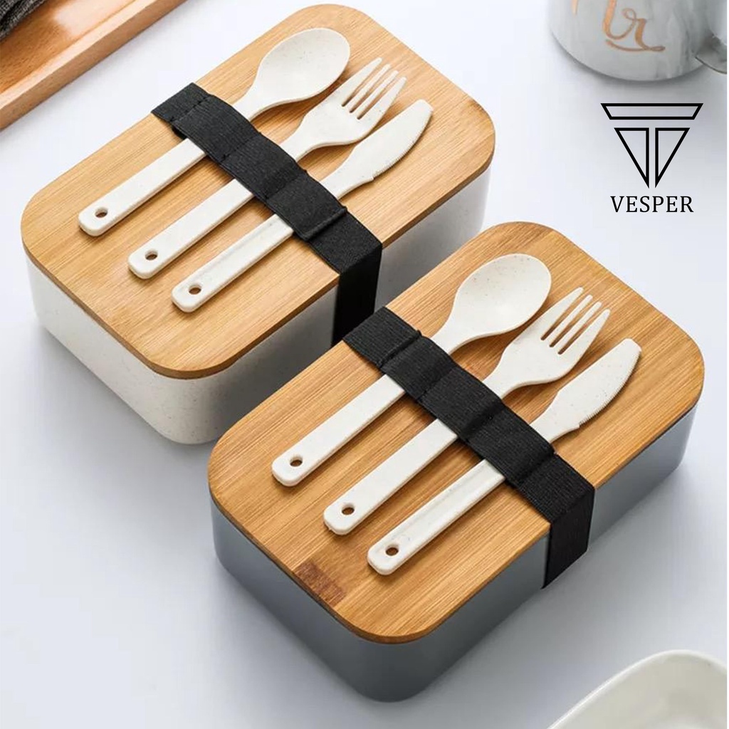 Jual japanese bamboo bento lunch box set / kotak box makan set / tempat ...