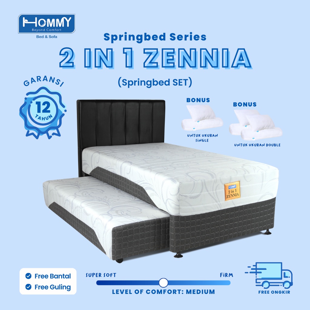 Jual Kasur HOMMY SET Spring Bed Type 2IN1 ZENNIA [Divan Atas+Sorong ...