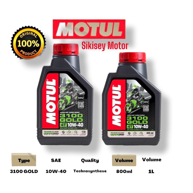 Jual MOTUL 3100 1L 4T GOLD 10W-40. (Garansi 100% ORI) | Shopee Indonesia