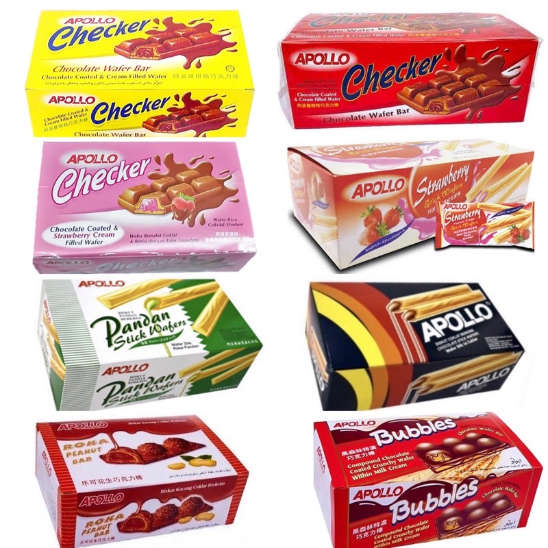 Jual Apollo / Stick / Wafer / Cokelat / Pandan / Strawberry / Checker ...
