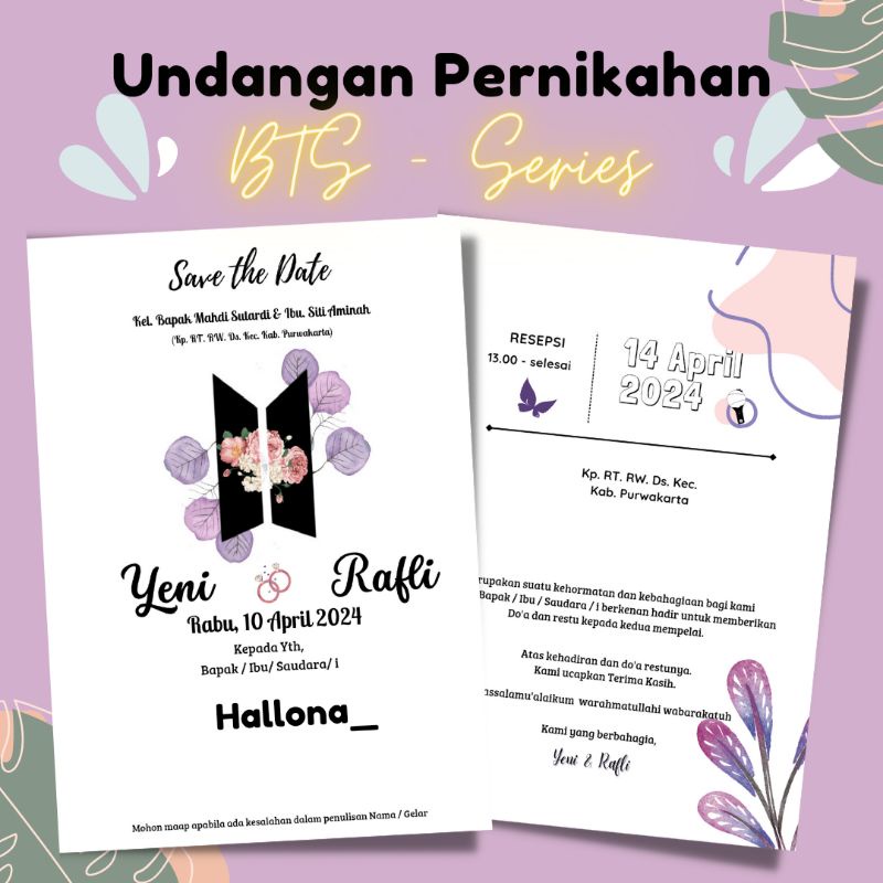 Jual Undangan Pernikahan ( KPOP Series /BTS ) | Shopee Indonesia