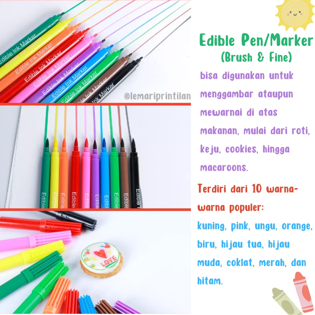 Jual LP Hiasan Bekal Edible Food Pen Marker Baking Decorator Color Pens ...