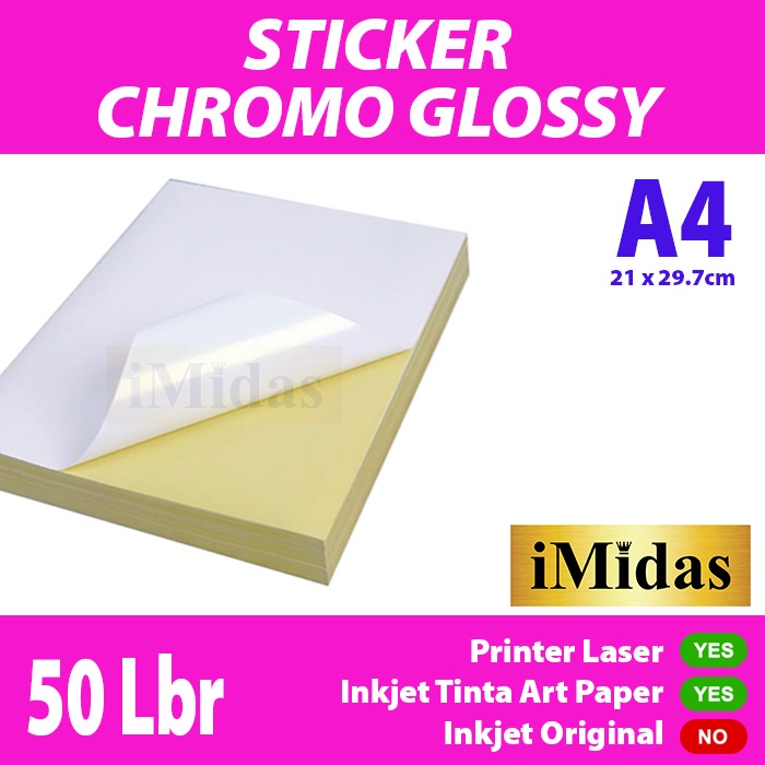 Jual Kertas Sticker Label Chromo / Stiker Bontax Glossy Mengkilap ...