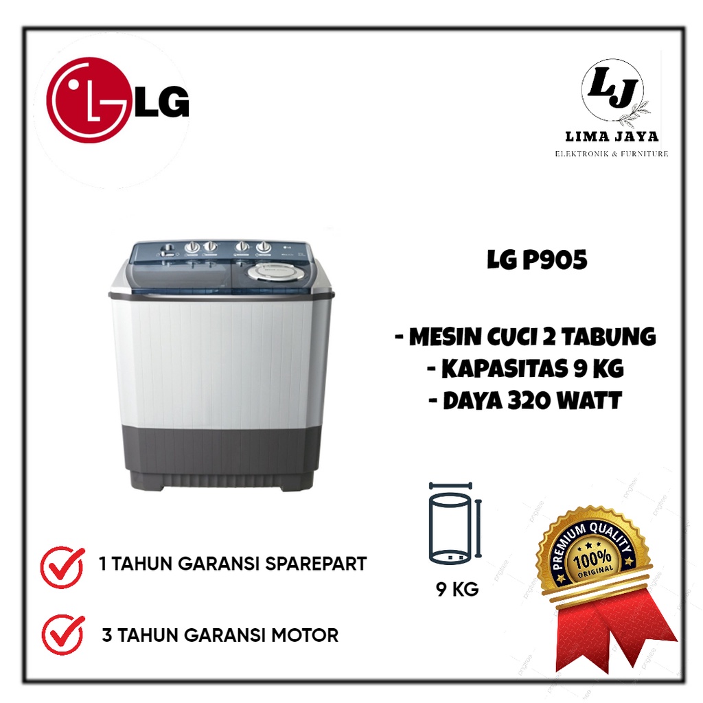 Jual Mesin Cuci 2 Tabung LG P905 Mesin Cuci Dua Tabung LG 9 Kg | Shopee ...