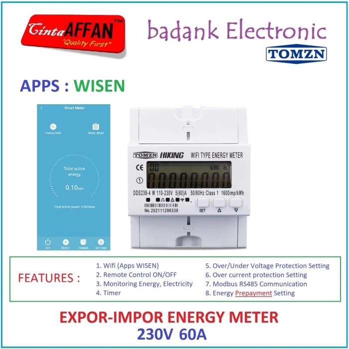 Jual Arus Wifi Energy Kwh Meter Modbus - Expor Impor Exim Nett Metering ...