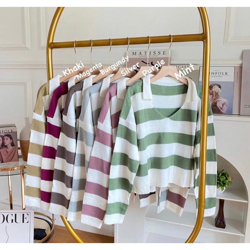 Jual Blouse Rajut Fuji Tania Blaster Crop Top Baju Belang Wanita Kerah ...