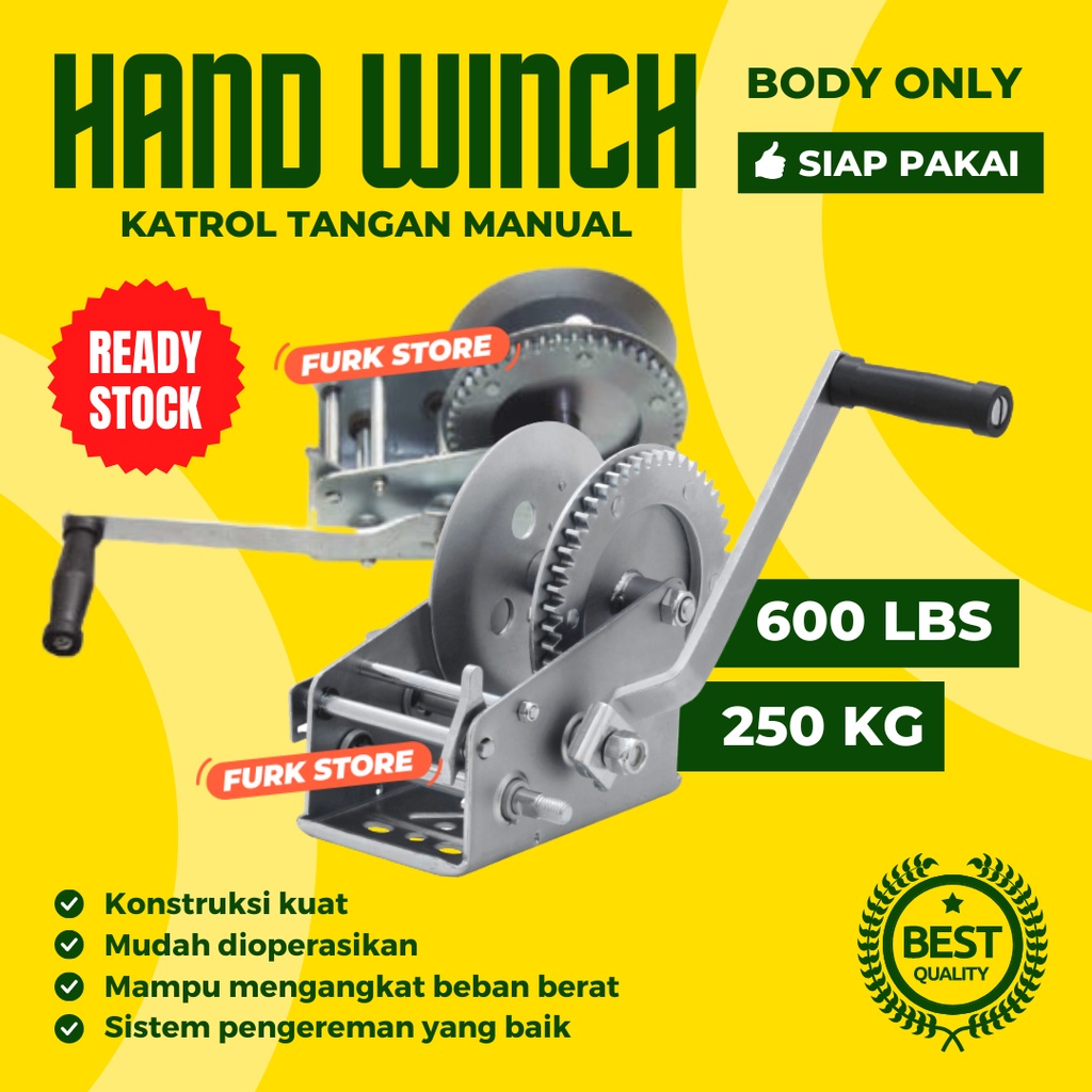Jual Hand Winch 600LBS, Boat Winch Manual, Katrol Tangan Kerekan 250KG ...