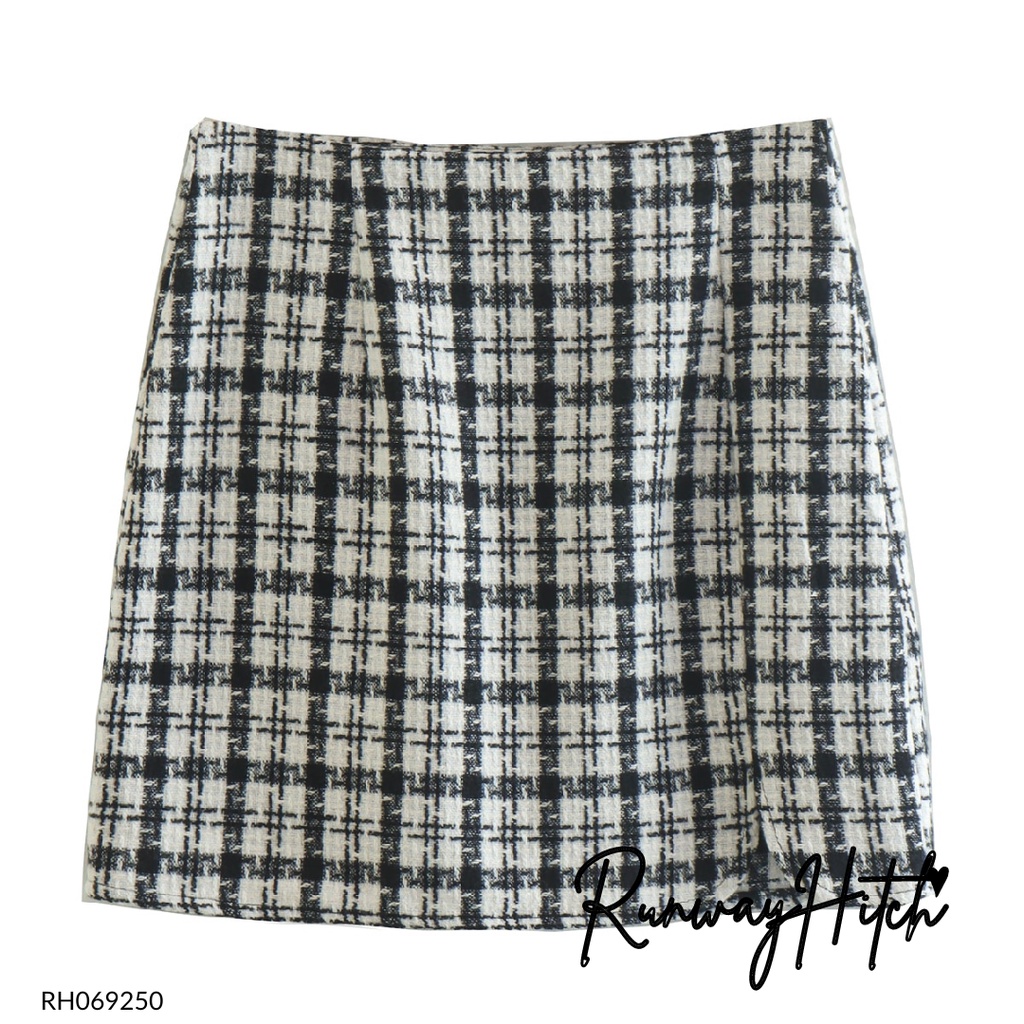 Jual ROK MINI SKIRT TWEED HITAM PUTIH RH069250 / ROK MINI KOTAK KOREA ...