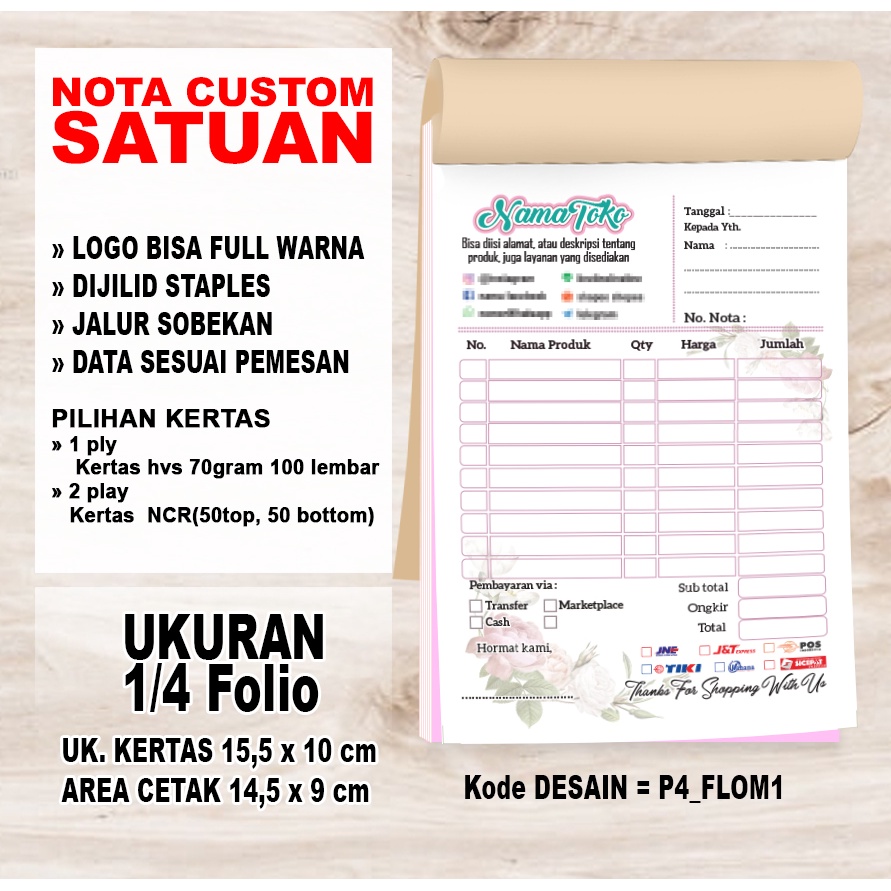 Jual Pesan Nota Satuan Custom Sesuai Kebutuhan Bisnis Anda, Hemat Biaya ...
