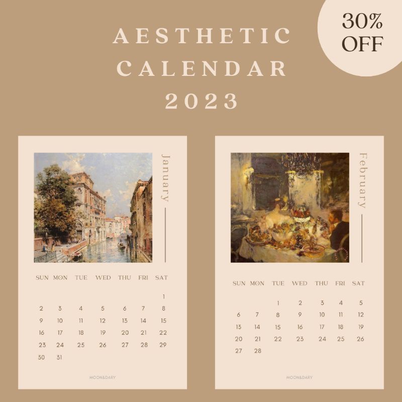 Jual [MOONDARY] 2023 Kalender Calendar Aesthetic 12 Bulan Gambar ...