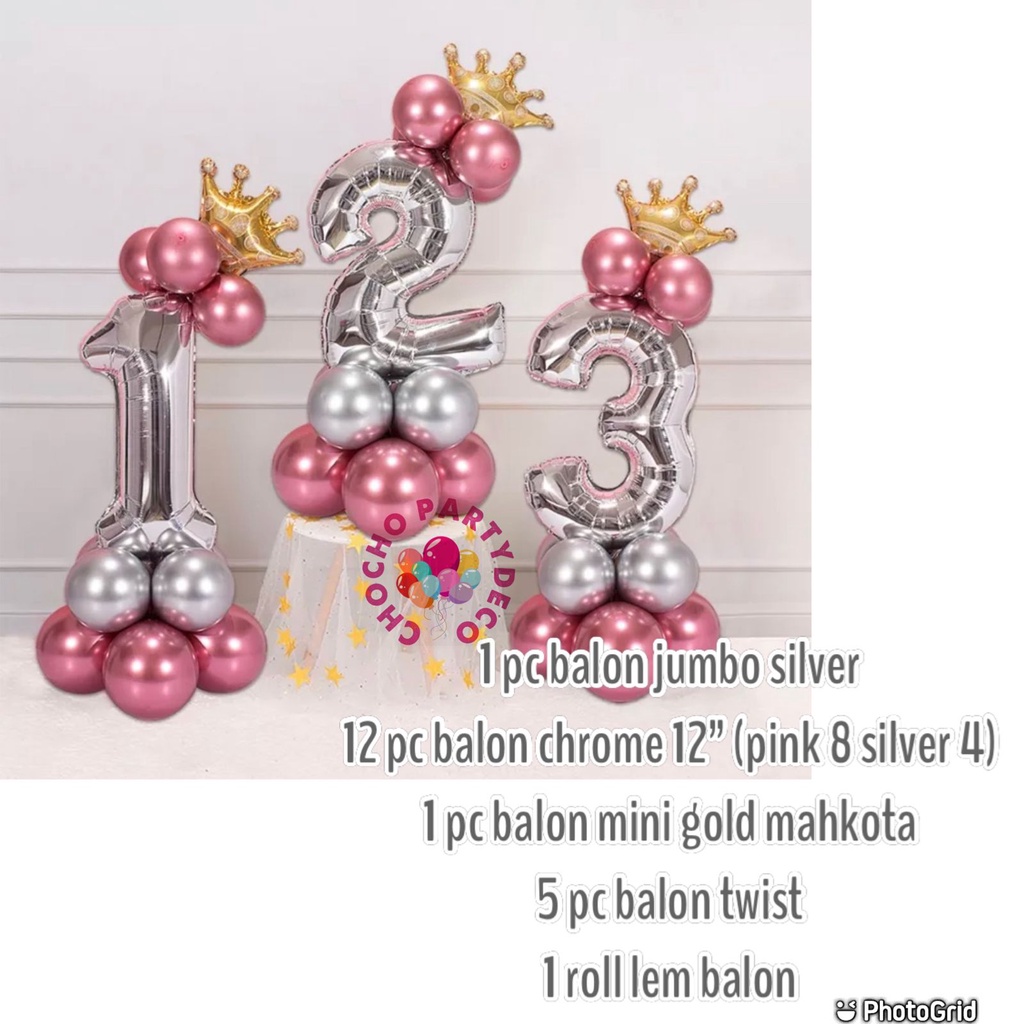 Jual Paket Balon Angka Silver Jumbo / Paket Ulang Tahun Balon Angka ...