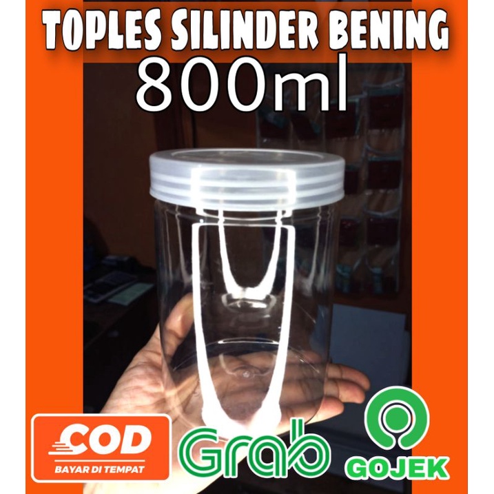 Jual toples silinder plastik bening tabung 800ml pet cookies / Toples ...