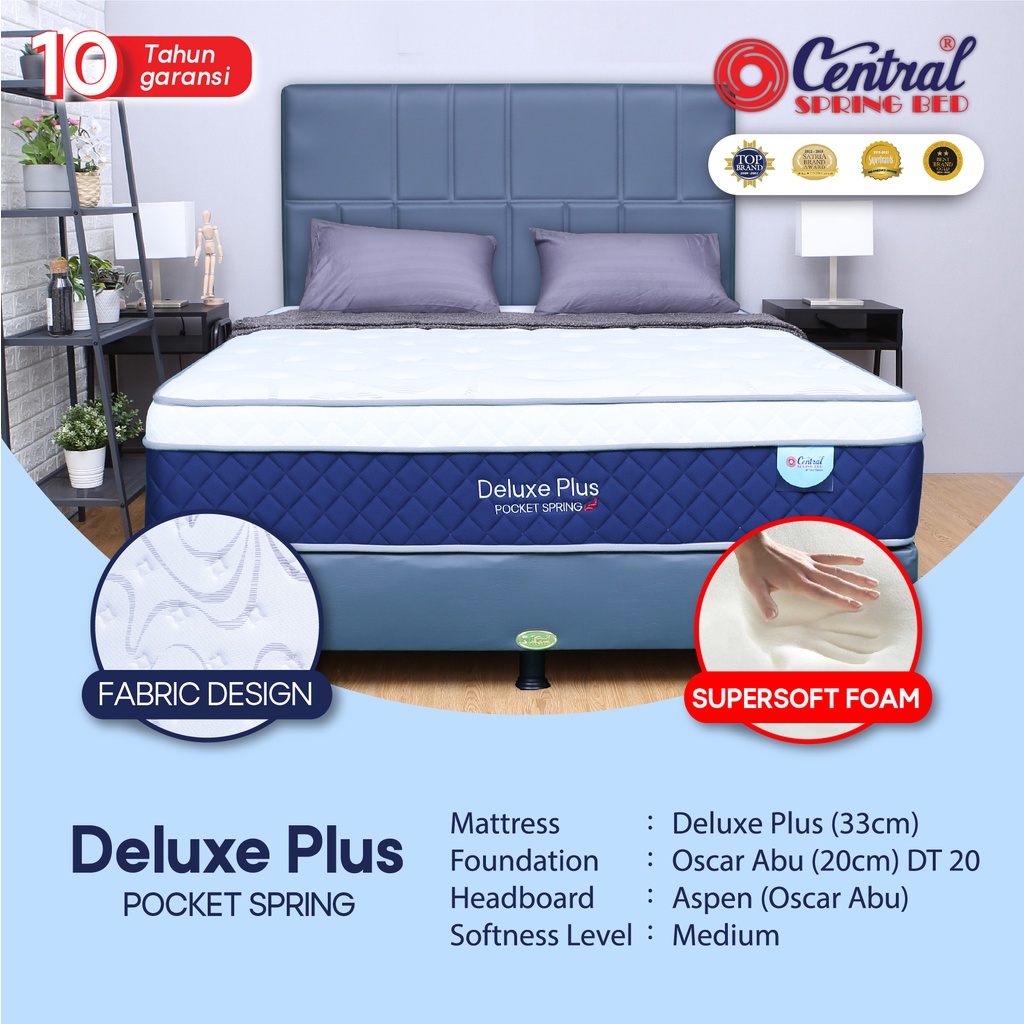 Jual Central Springbed Deluxe Plus Pocket Spring – Bed Set | Shopee ...