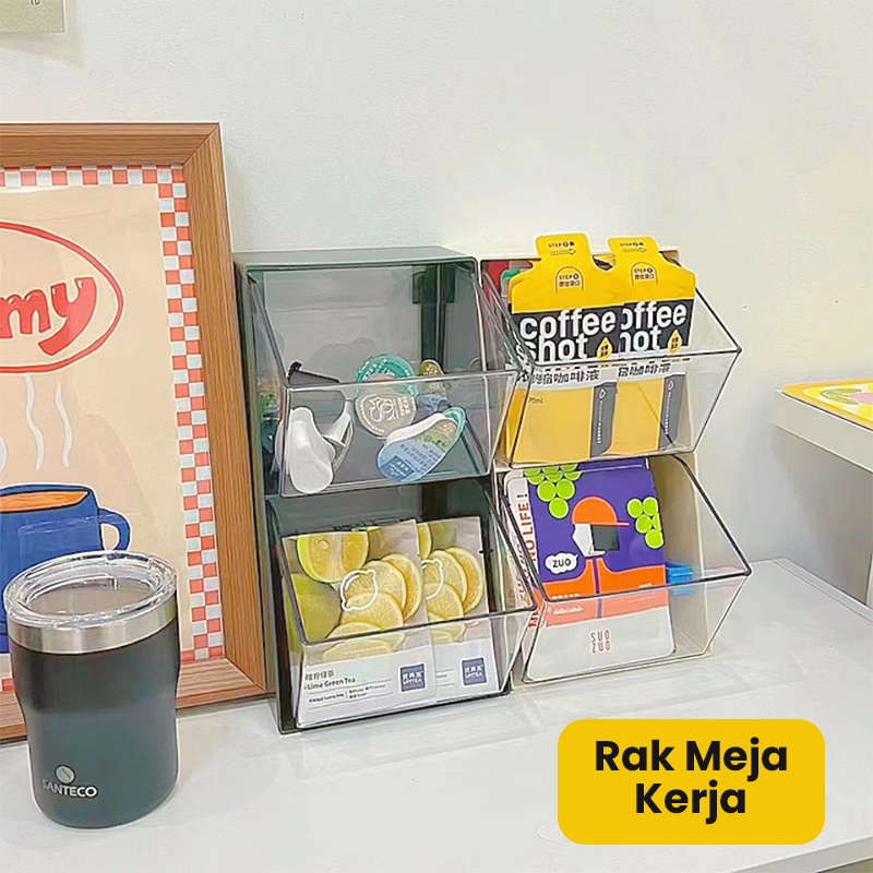Jual INASO Rak Meja Kerja Minimalis Rak Transparan Lipat Kotak Laci ...