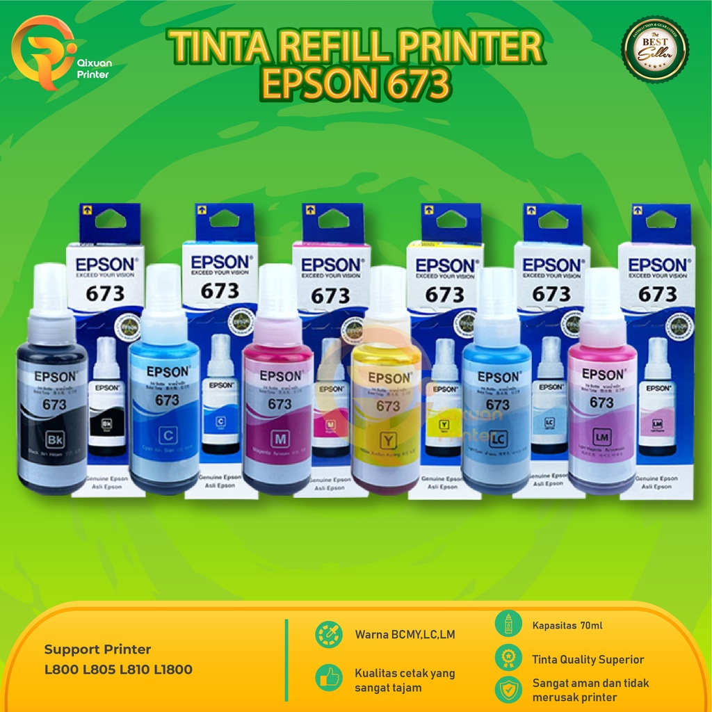 Jual 1 Set 6 Pcs Tinta Epson 673 Untuk Printer L800 L805 L850 L1800 ...