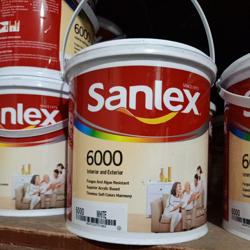 Jual Cat Tembok Putih Sanlex 6000 kemasan 5 Kg Galon (White 6000 ...