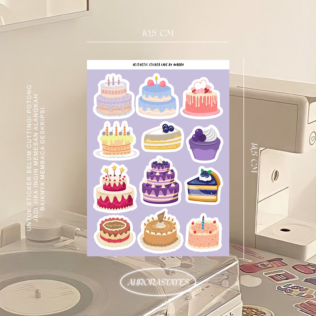 Jual Sticker Roti Tart Cake | Aesthetic Birthday | Stker Happy Birthday ...