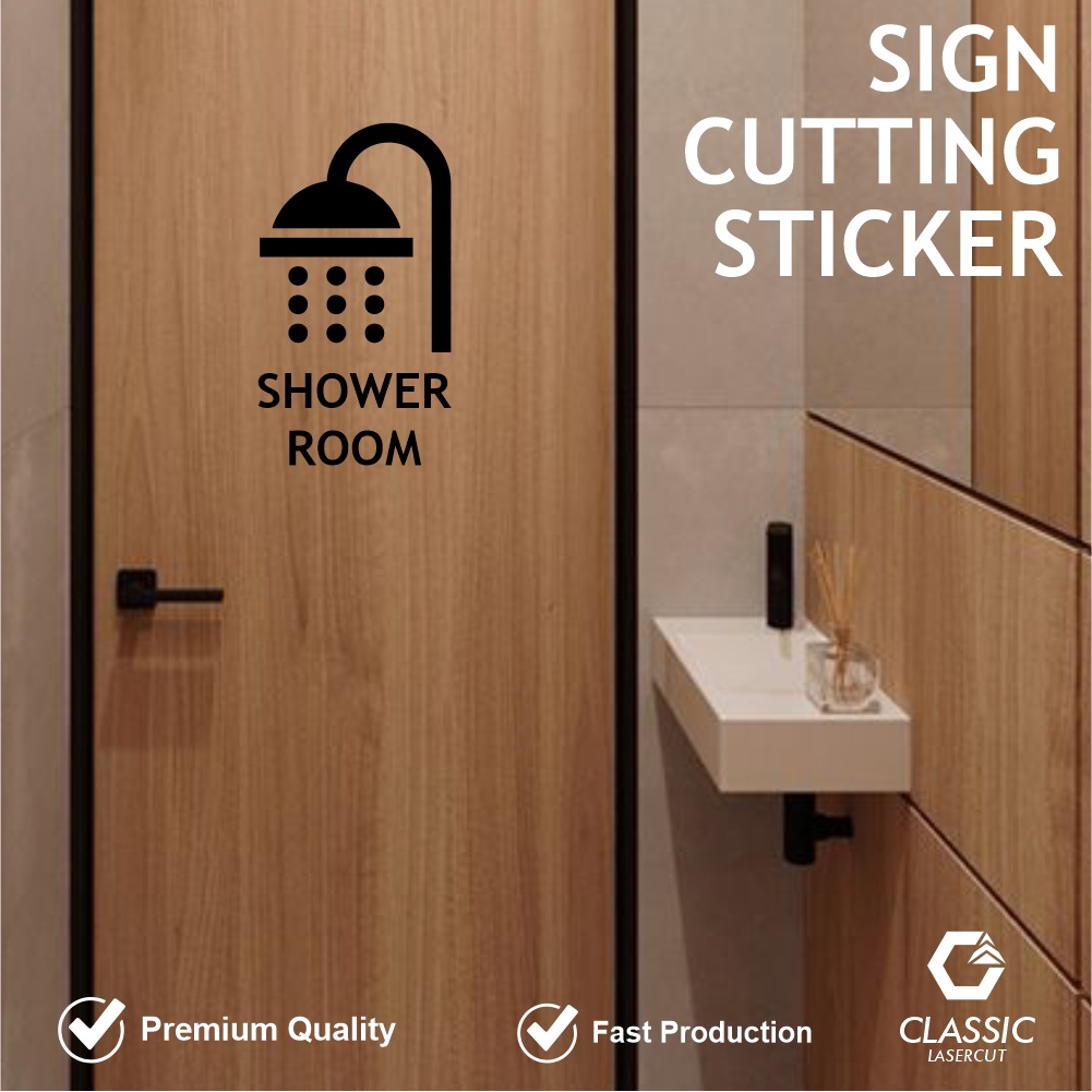 Jual Sign Sticker Shower Room / Sign Sticker / Sign Pintu 15 x 35cm ...