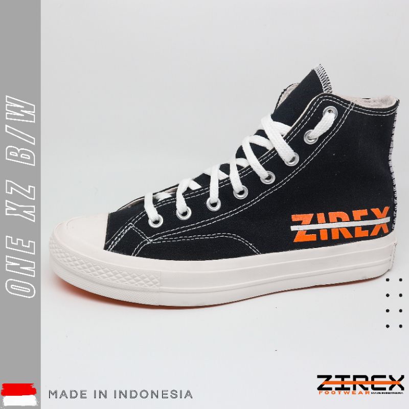 Jual ZIREX FOOTWEAR - ZIREX ONE HIGH BLACK WHITE - SEPATU BRAND LOKAL ...