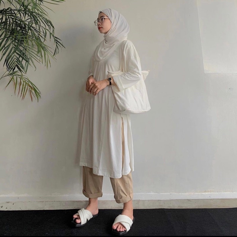 Jual Kirei Outfit - Midi Dress Tunic Slit Oversize Busui Nonbusui ...
