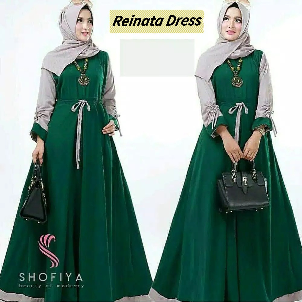 Jual Reinata - Gamis Baju Dress Kondangan Busui Tali Pinggang Pita ...