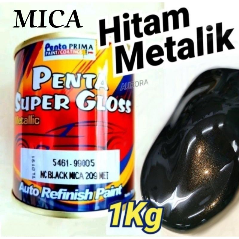Jual Cat Penta Super Gloss NC Black Mica 209 Met 1kg Hitam Metalik Mika ...