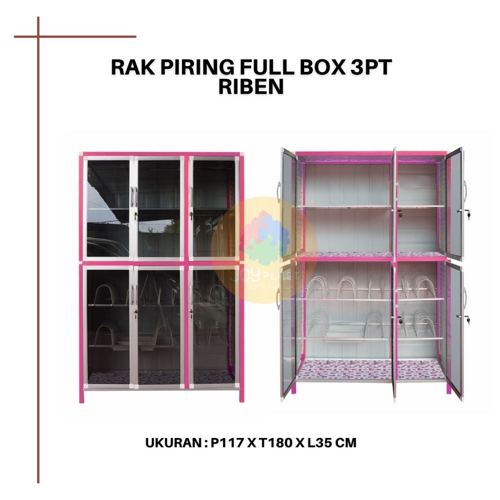 Jual rak piring full box 3 pintu jumbo tiang holo/rak piring alumunium ...