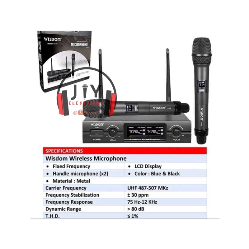 Jual Mic Microphone Wireless Wisdom U135 (2 mic handle) | Shopee Indonesia