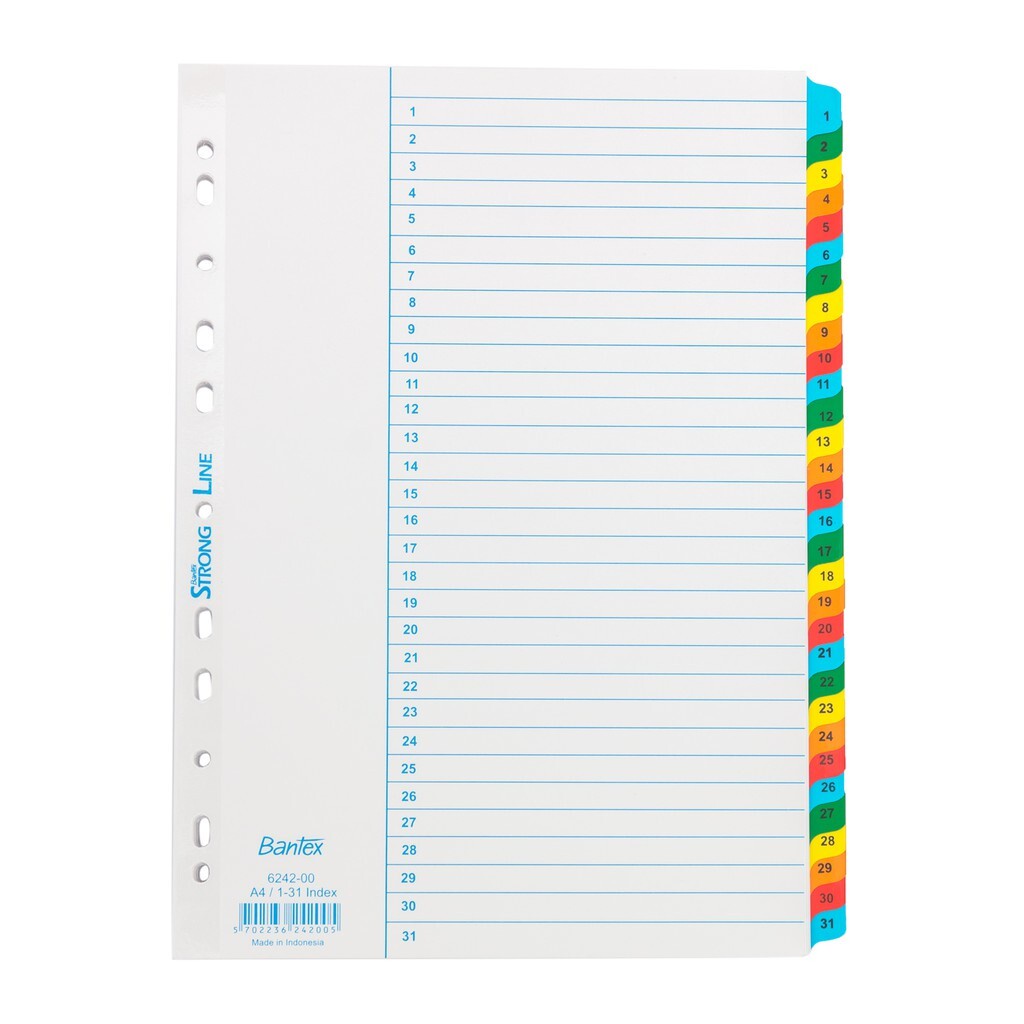 Jual Bantex PP Pembatas Kertas Binder Divider Ordner A4 31 Lembar Index ...