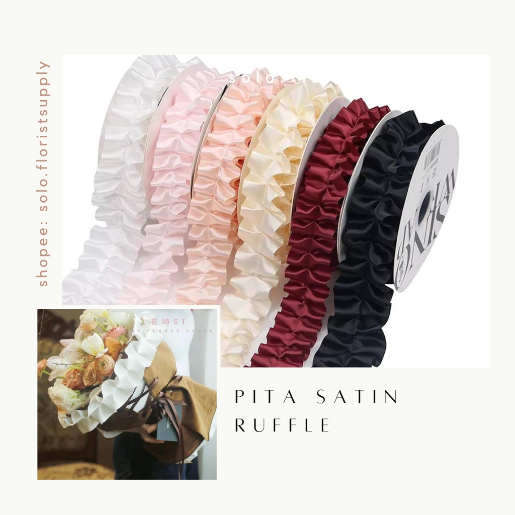Jual 5CM PITA SATIN RUFFLE SEDANG LEBAR 5CM PREMIUM (ECER PER METER ...