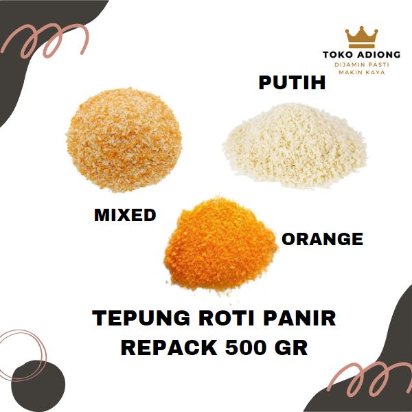 Jual TEPUNG ROTI PANIR REPACK 500GR / tepung roti / panir panko ...