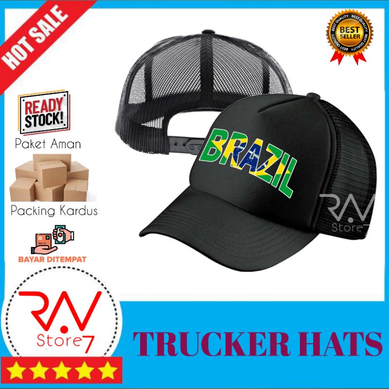 Jual Topi Piala Dunia Qatar 2022 Timnas Brazil, Topi Trucker Jaring ...