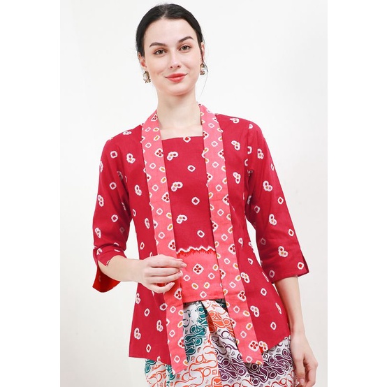Jual Kebaya Kutu Baru Jumputan Lengan 7/8 Katun Merah by Khalisa Batik ...