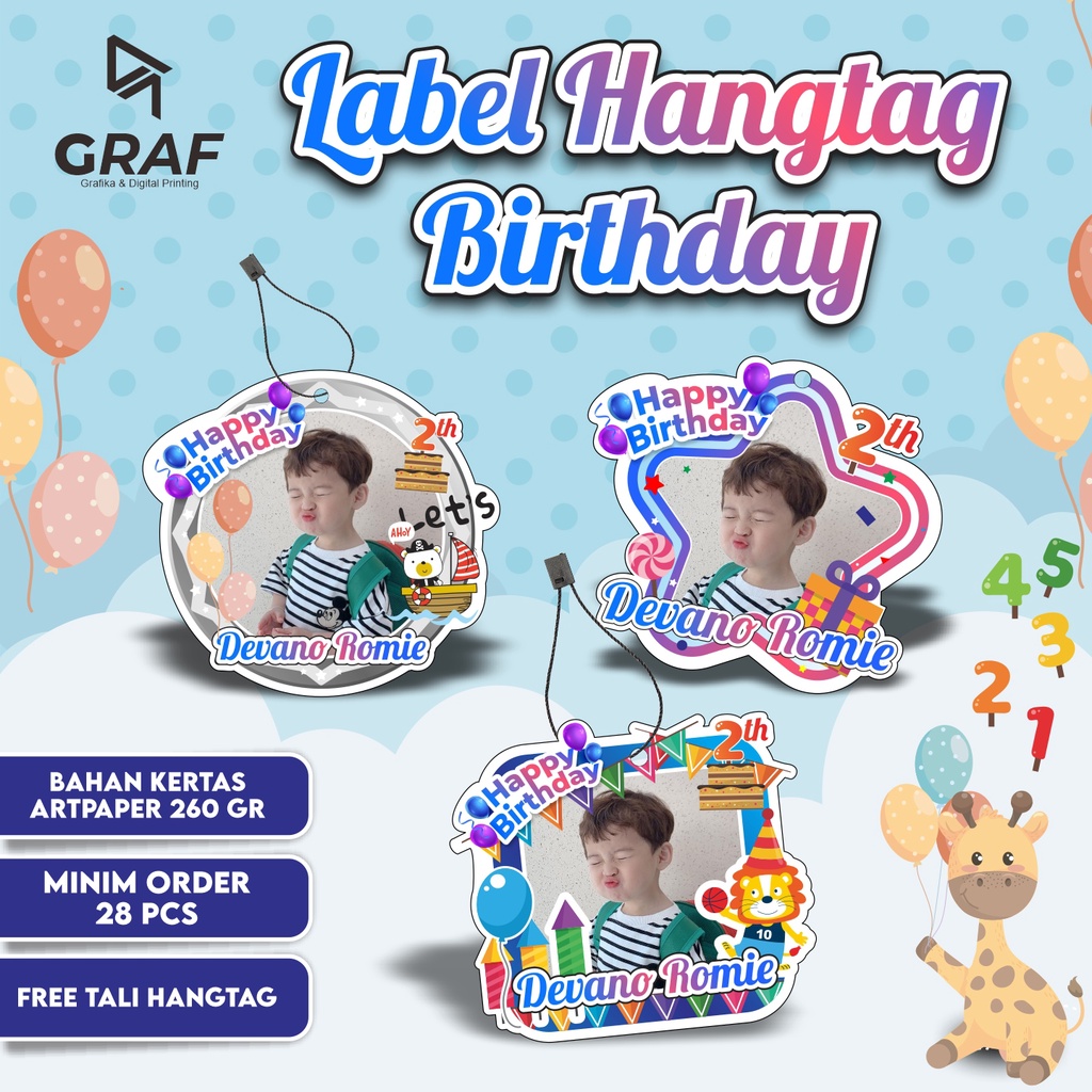 Jual Hangtag Birthday anak | Hangtag Ulang Tahun anak | Custom Hangtag ...