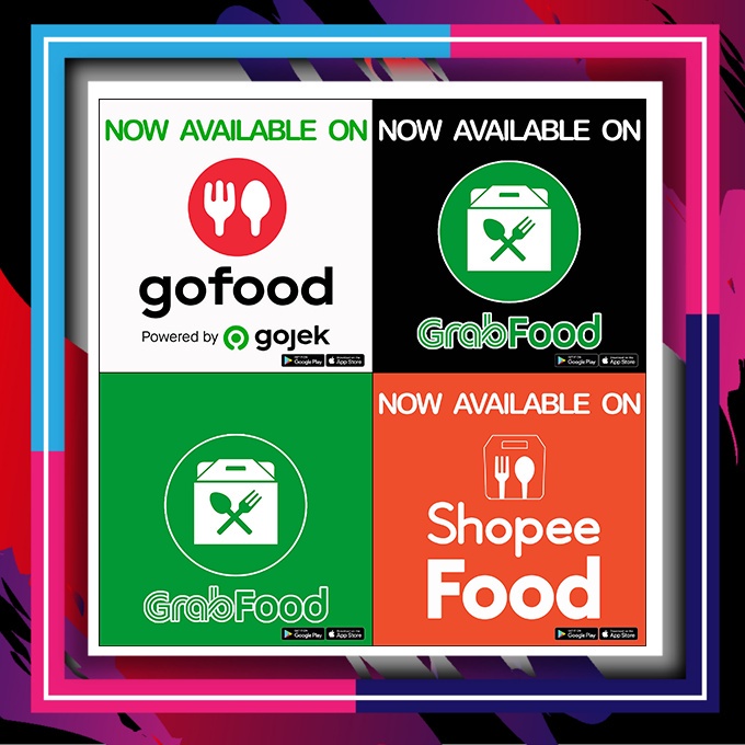 Jual Sticker Promosi grab gofood shopee food Decal A4 A3 kecil Besar ...