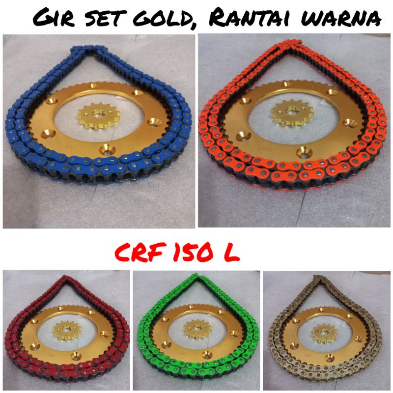 Jual Gear gir set supermoto CRF 150 L gold + rantai warna sumo | Shopee ...