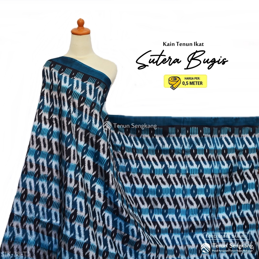Jual Kain Tenun Ikat Sutra Asli Bugis Makassar Hitam- Tenun Sengkang ...