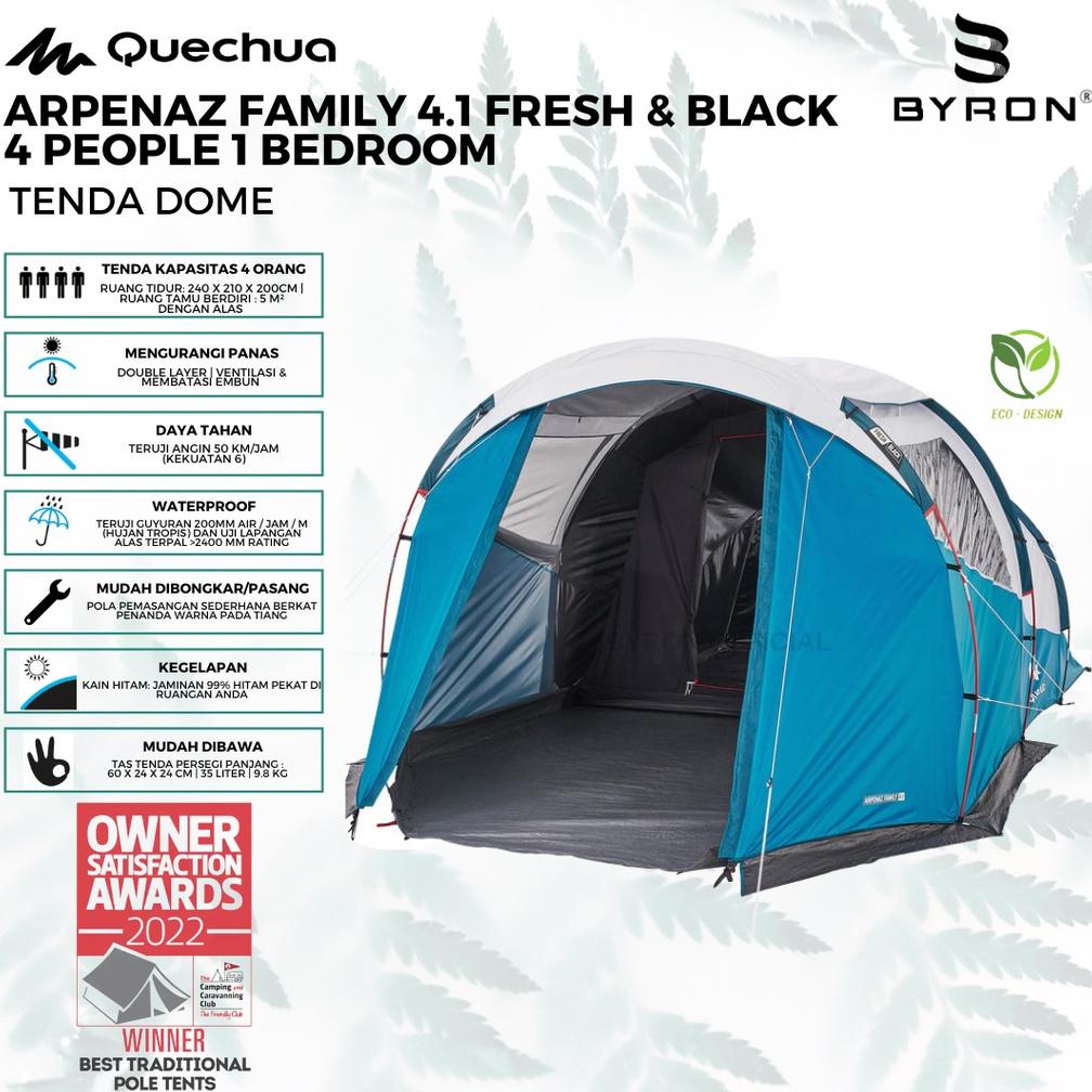 Jual PRODUK- QUECHUA 4.1 FRESH AND BLACK TENDA CAMPING 4 ORANG 1 KAMAR ...
