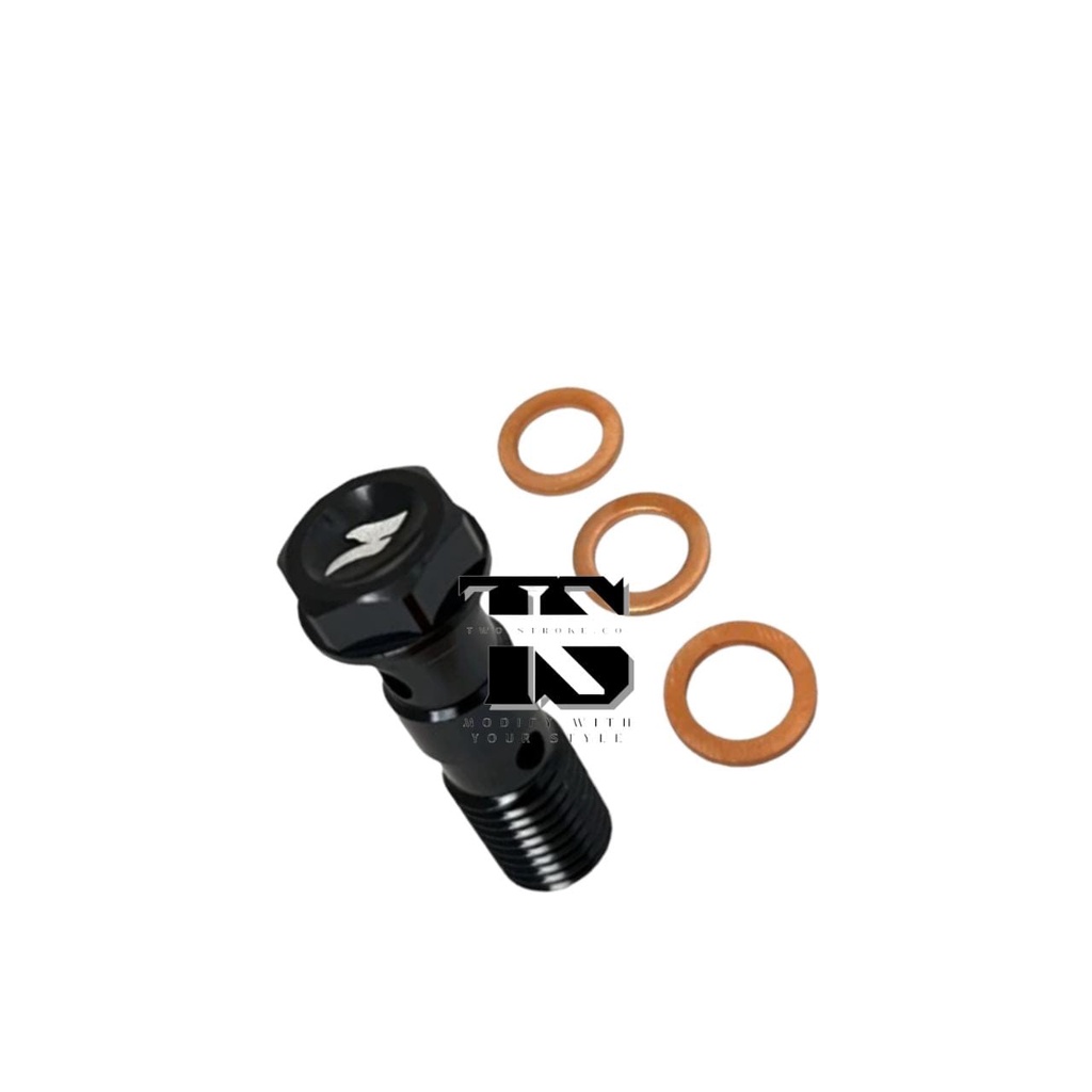 Jual Baut Baud Banjo Frando 2 lubang 1.25MM Drat Kasar Hitam Universal ...