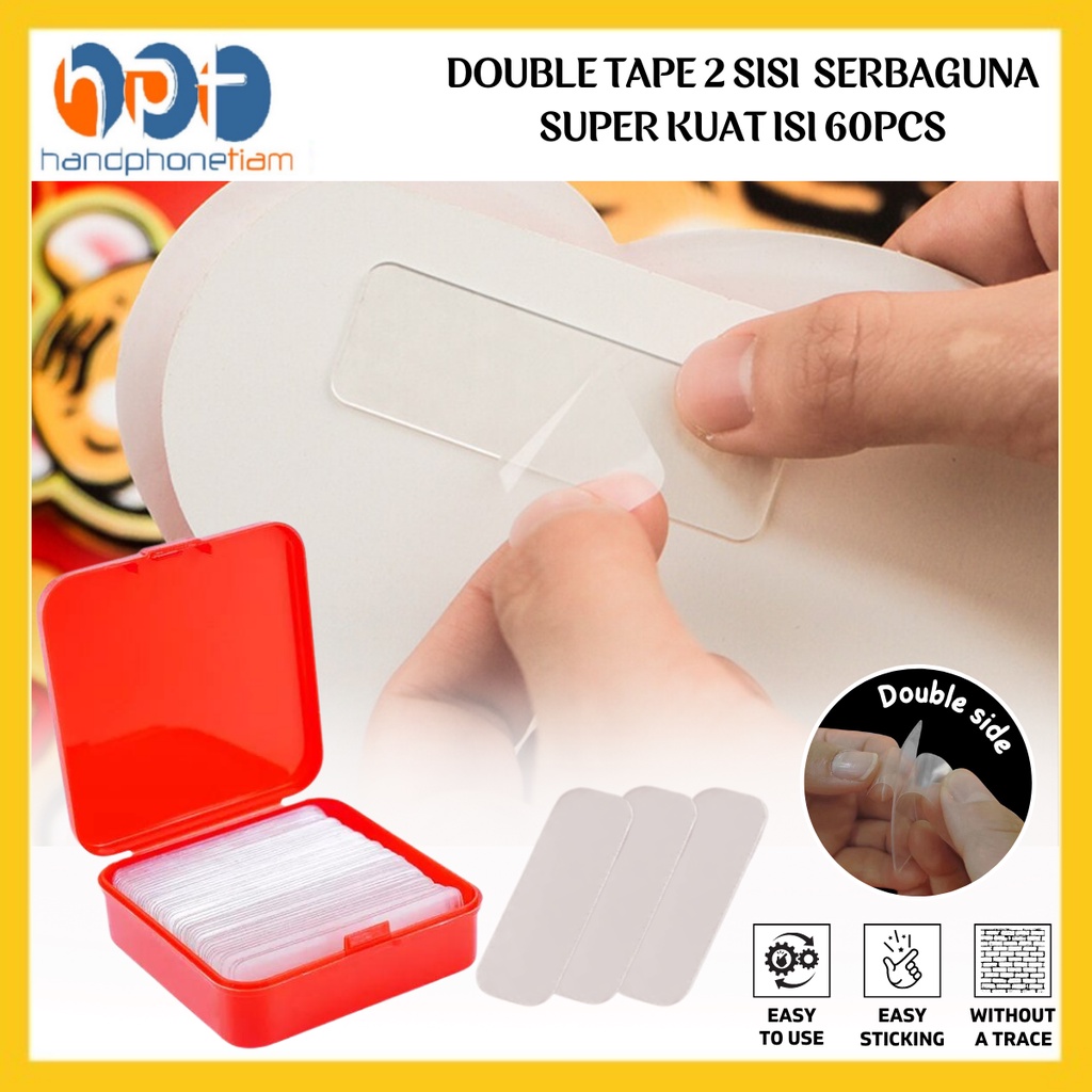 Jual HANDPHONETIAM Stiker Double Tape Bening Dua Sisi Isi 60Pcs/Box ...