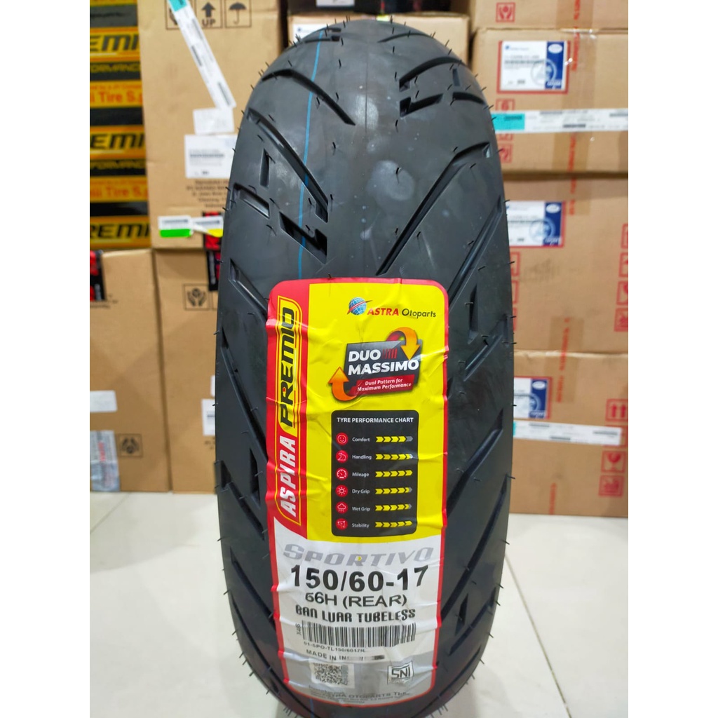 Jual Ban Tubeless Aspira Premio Sportivo 150/60 17 Rear Gratis Pentil | Shopee Indonesia