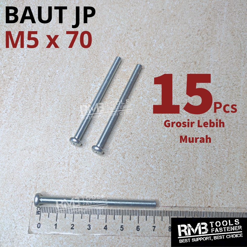 Jual M5x70 Baut JP Pentol Pan Machine Screw Obeng Plus + GALVANIS PUTIH M5 | Shopee Indonesia