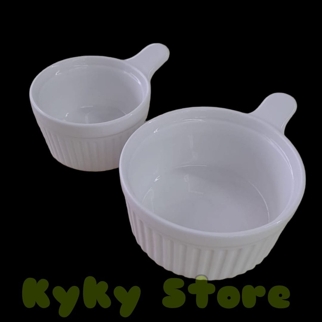 Jual Ramekin w Handle - Mangkok Ramekin Gagang Tahan Panas Keramik Creme Brulee Zuppa Soup ...